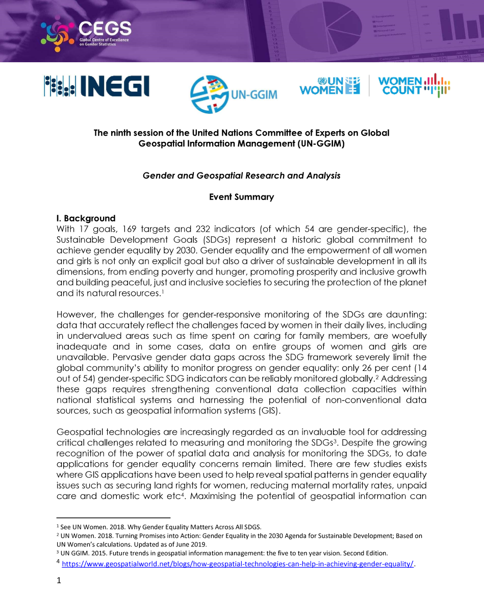 UN-GGIM Side Event Summary: Gender and Geospatial Research and Analysis ...