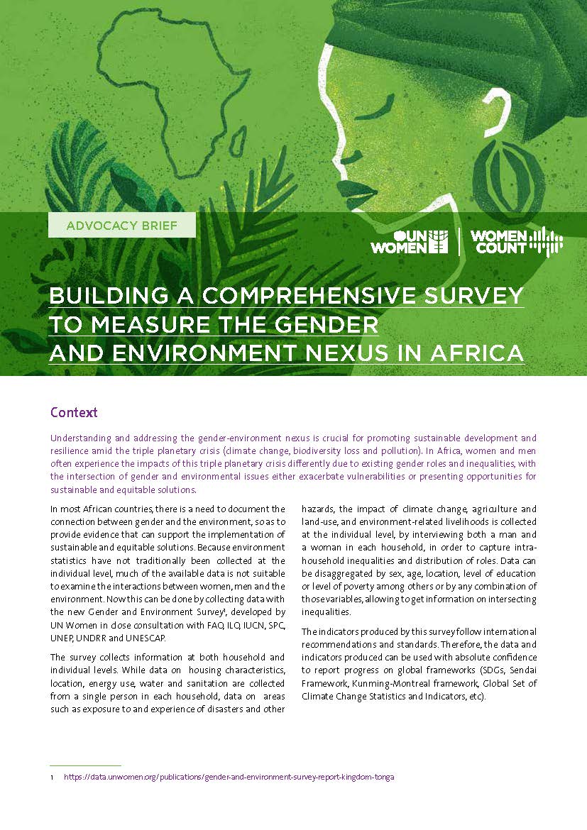 Building a comprehensive survey to measure the gender and environment ...